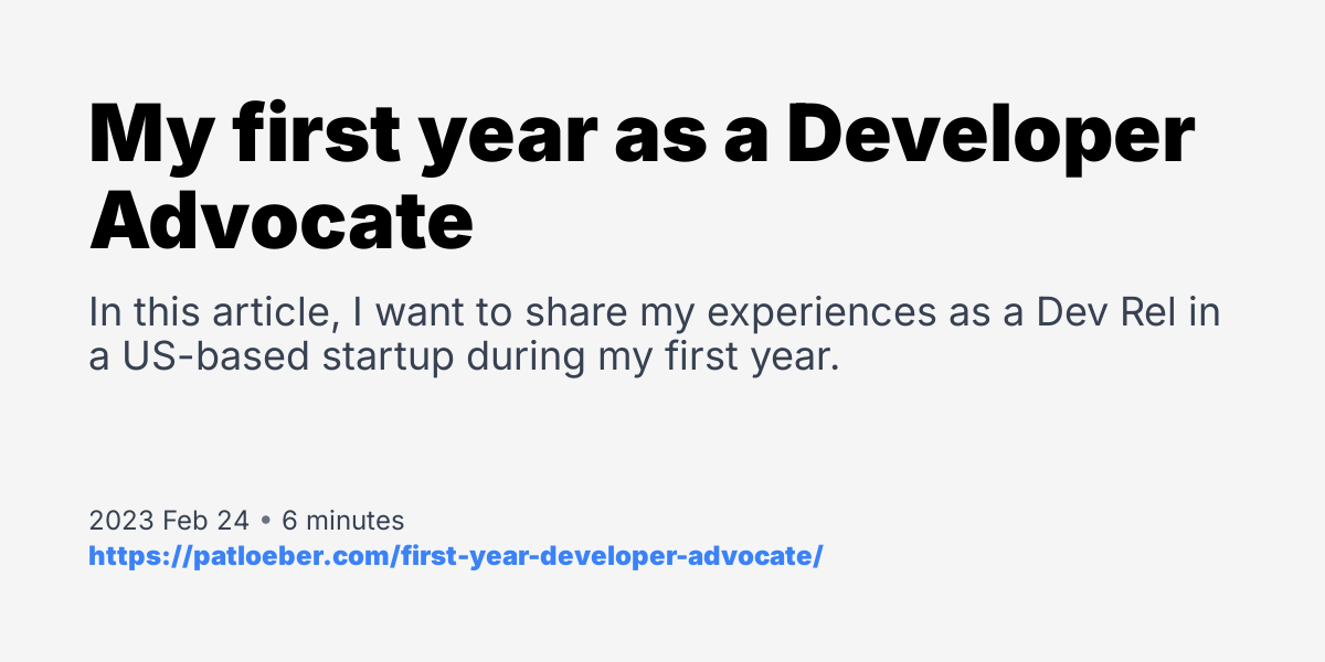 My first year as a Developer Advocate | Patrick Loeber