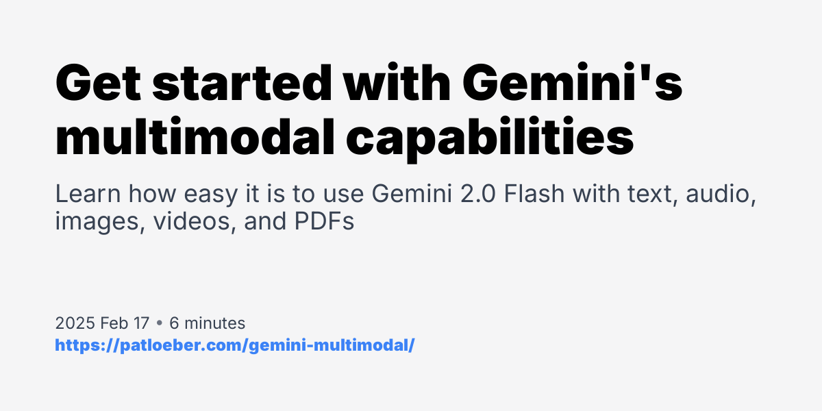 Get started with Gemini's multimodal capabilities | Patrick Loeber